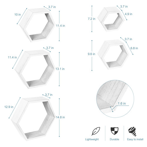 Ebern Designs 5 Piece Hexagon Floating Shelf | Wayfair